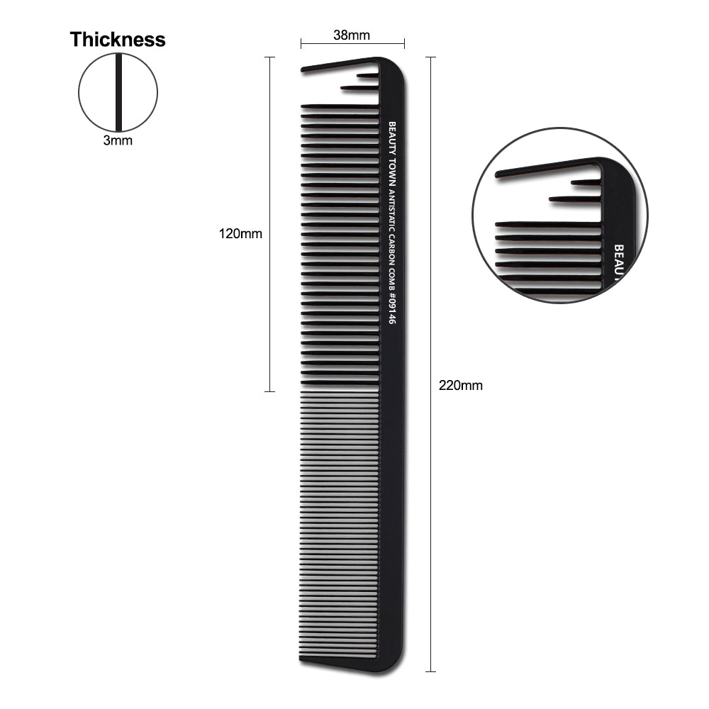 CARBON HOOK WIDE TEETH STYLING COMB (220 X 38 X 3 MM) – Park East NY